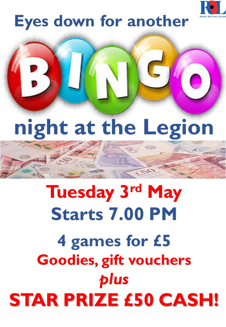 Legion Bingo – DATE CHANGE | PARWICH.ORG