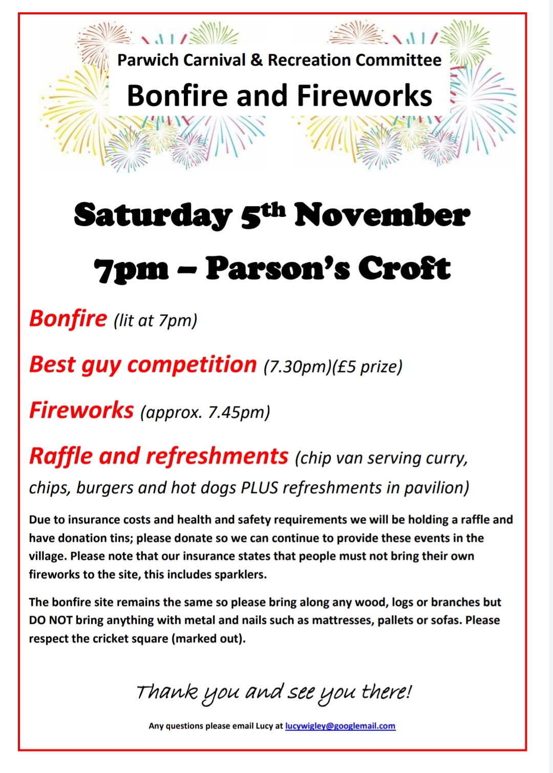 Parwich Bonfire and Fireworks | PARWICH.ORG