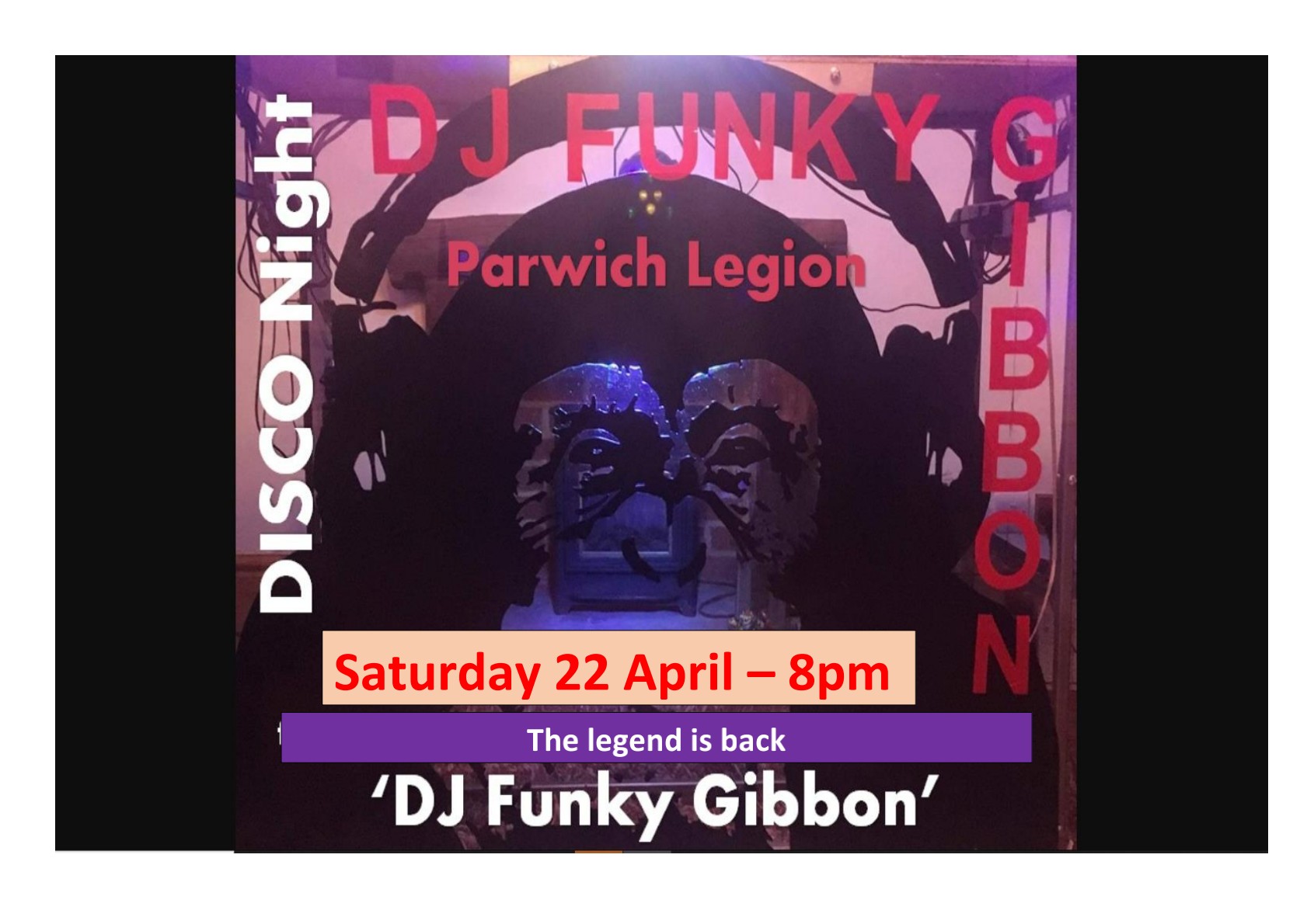 DJ Funky Gibbon – Sat 22nd April | PARWICH.ORG