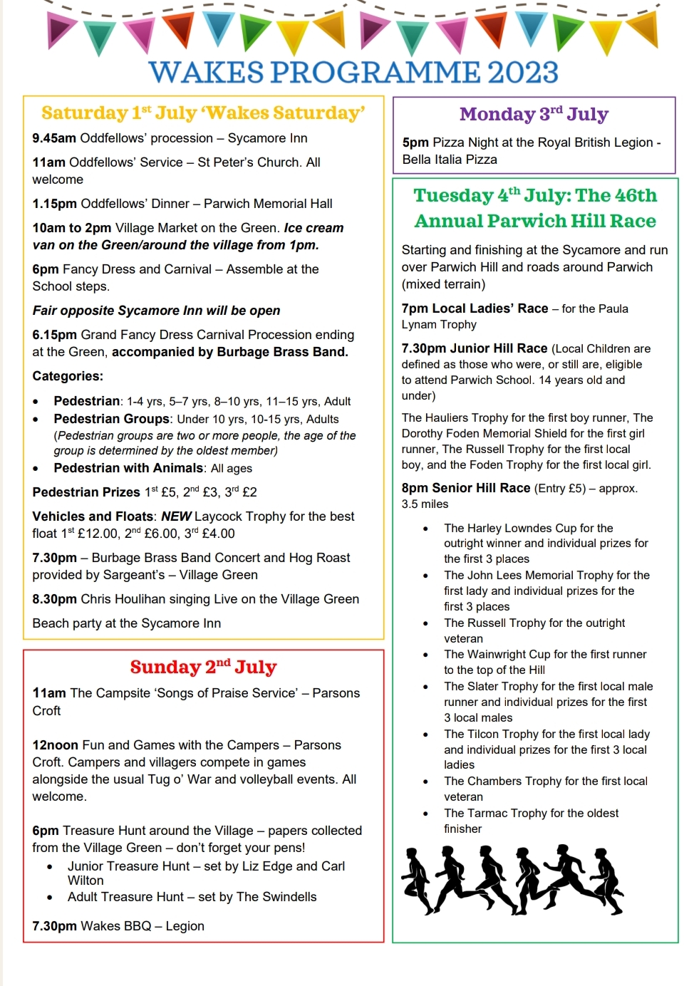 Parwich Wakes Programme 2023 | PARWICH.ORG