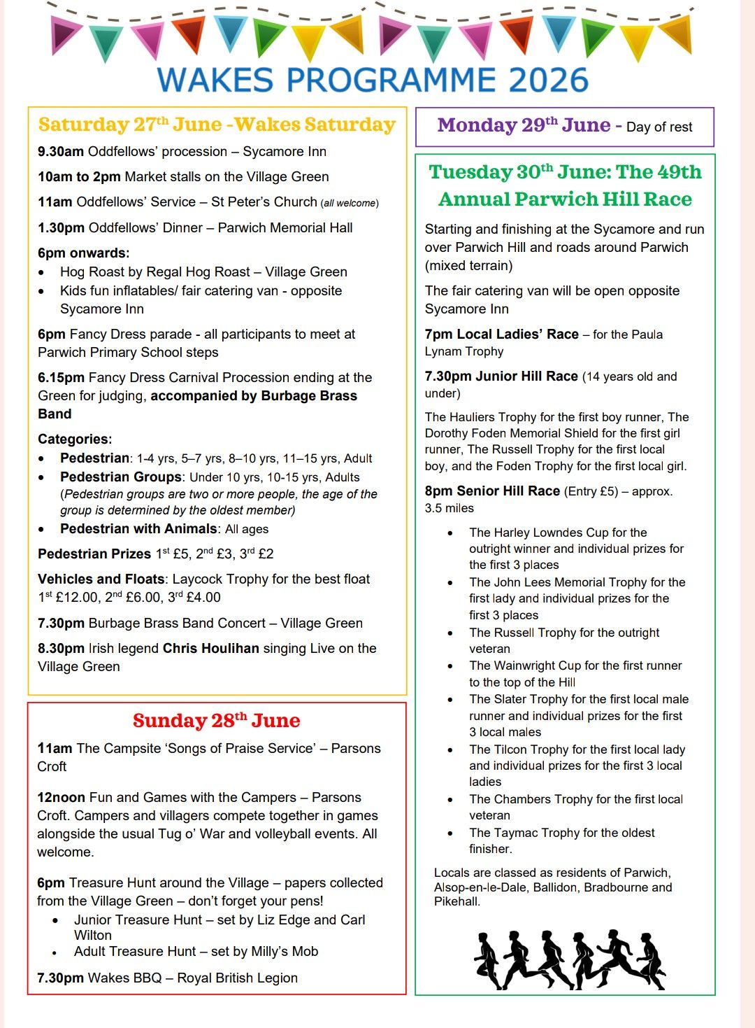 Parwich Wakes Programme 2026 | PARWICH.ORG